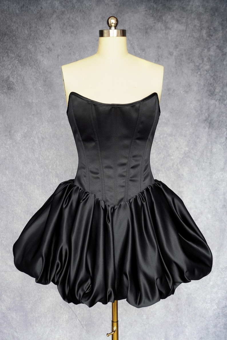 Goth Black Wedding Dress Corset W/ Basque Waist and Detachable Train ...