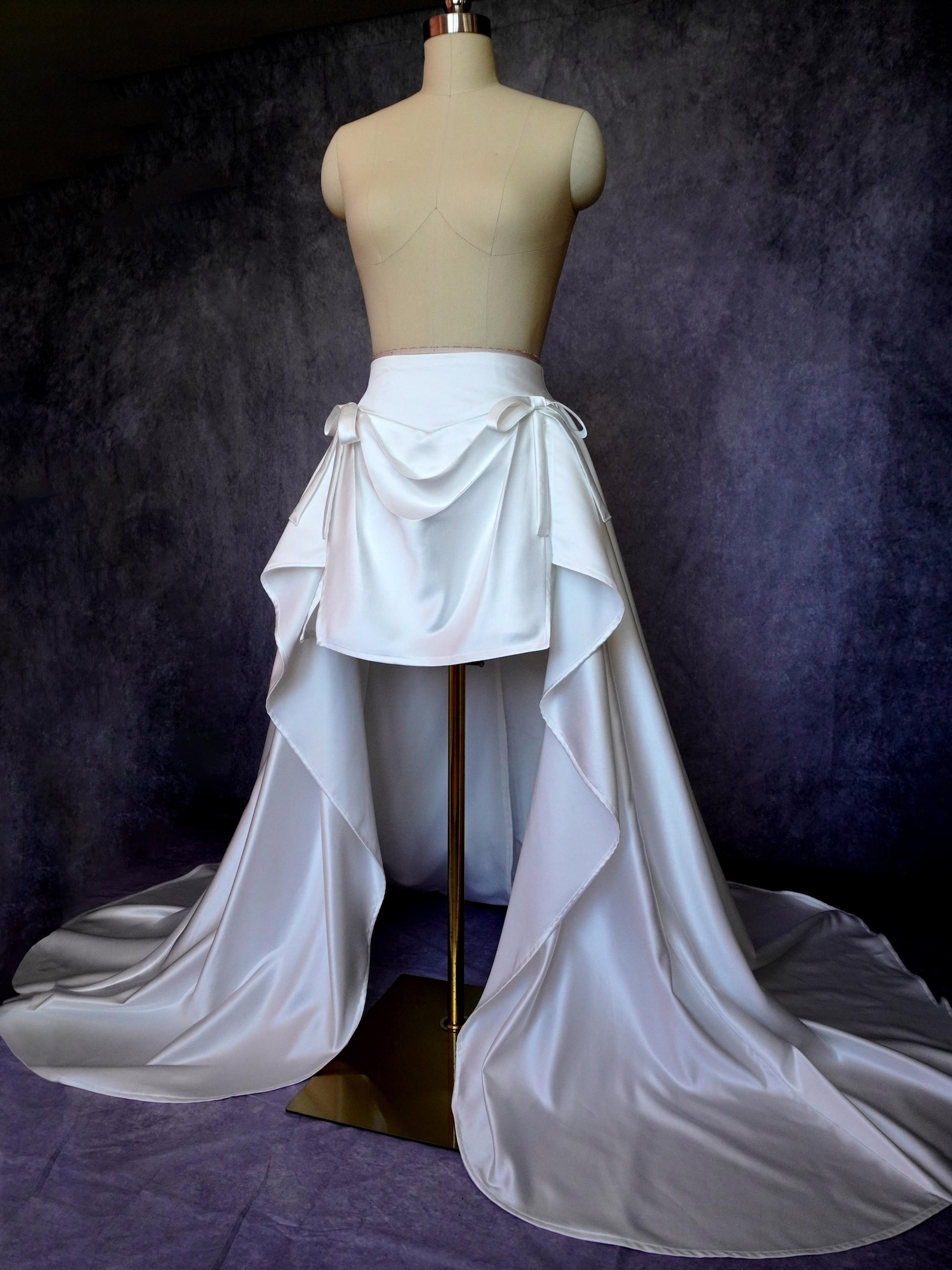 High-low Wedding Skirt, Basque Waist, Long Train for Wedding Reception ...