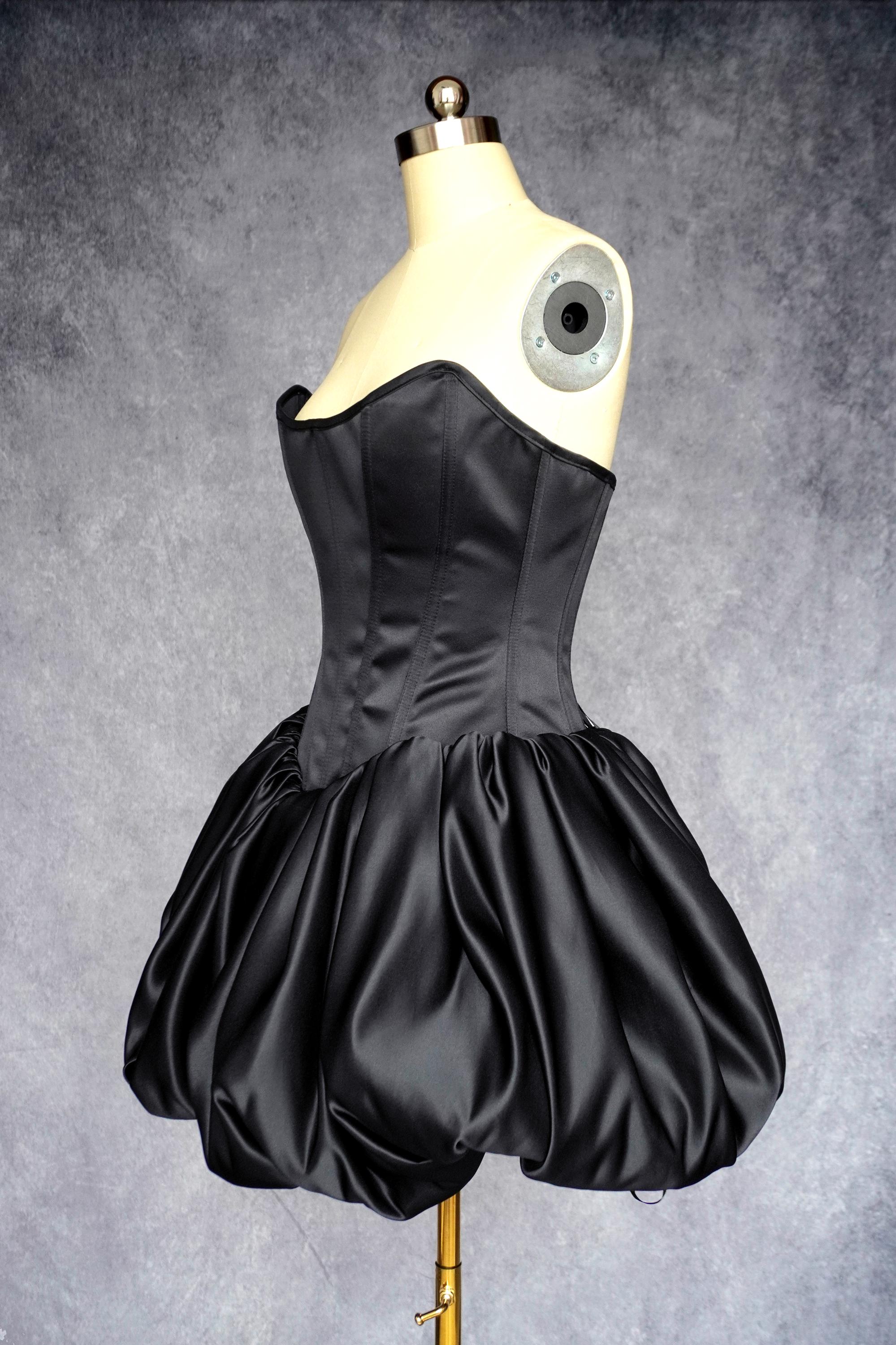 Goth Black Wedding Dress Corset W/ Basque Waist and Detachable Train ...