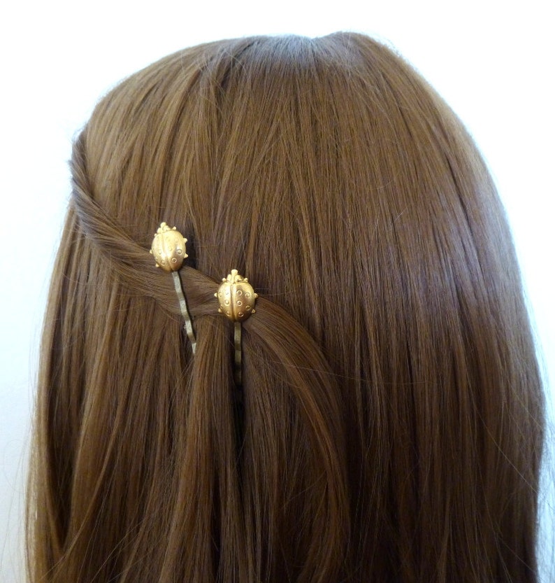 Ladybug Hair Clips Lady Bug Bobby Pins Gold Insect Ladybird - Etsy