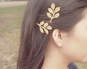 Grecian Leaf Hair Clips Gold Leaf Bobby Pins Leaf Hair Pins Greek ...