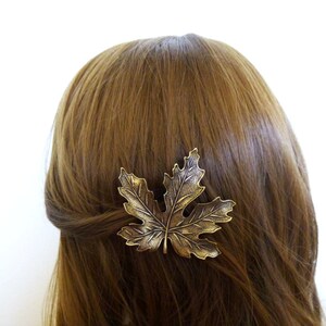 Maple Leaf Barrette Brown Hair Clip Autumn Fall Bride Rustic Woodland ...
