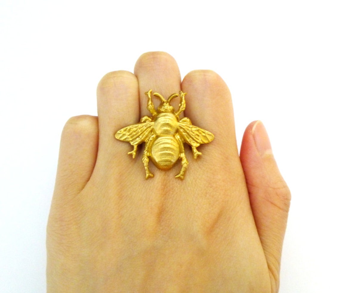 Gold Bumblebee Ring Bumble Bee Jewelry Honey Keeper Nature | Etsy