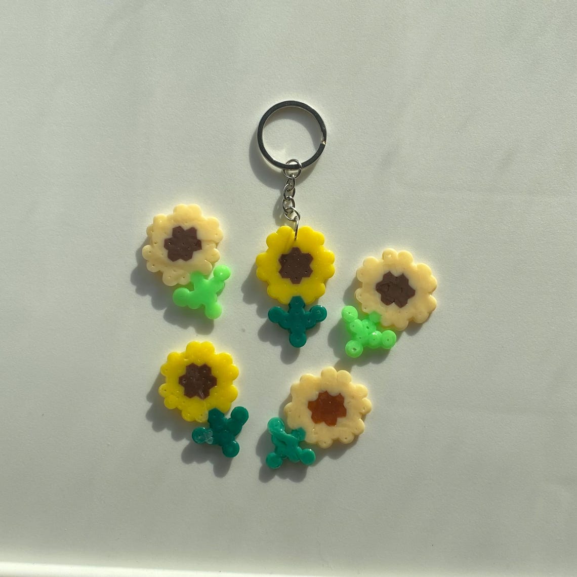 Sunflower Perler Bead Keychain | Flower Keychain | Cute Bag Charm ...