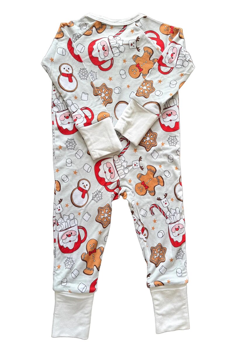 Blue Bamboo Baby Pajamas, Santa and Christmas Print Convertible Footie ...