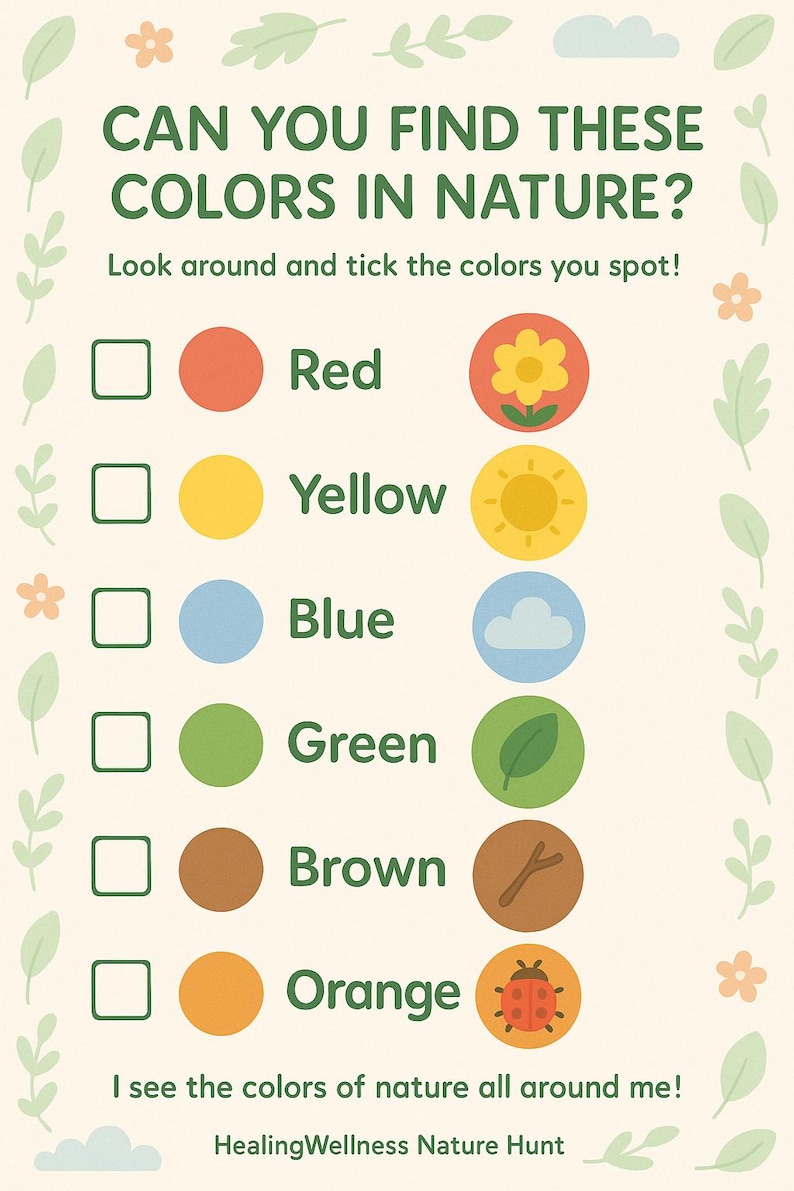Kids Nature Hunt Printable, Outdoor Scavenger Hunt Activity, Nature ...