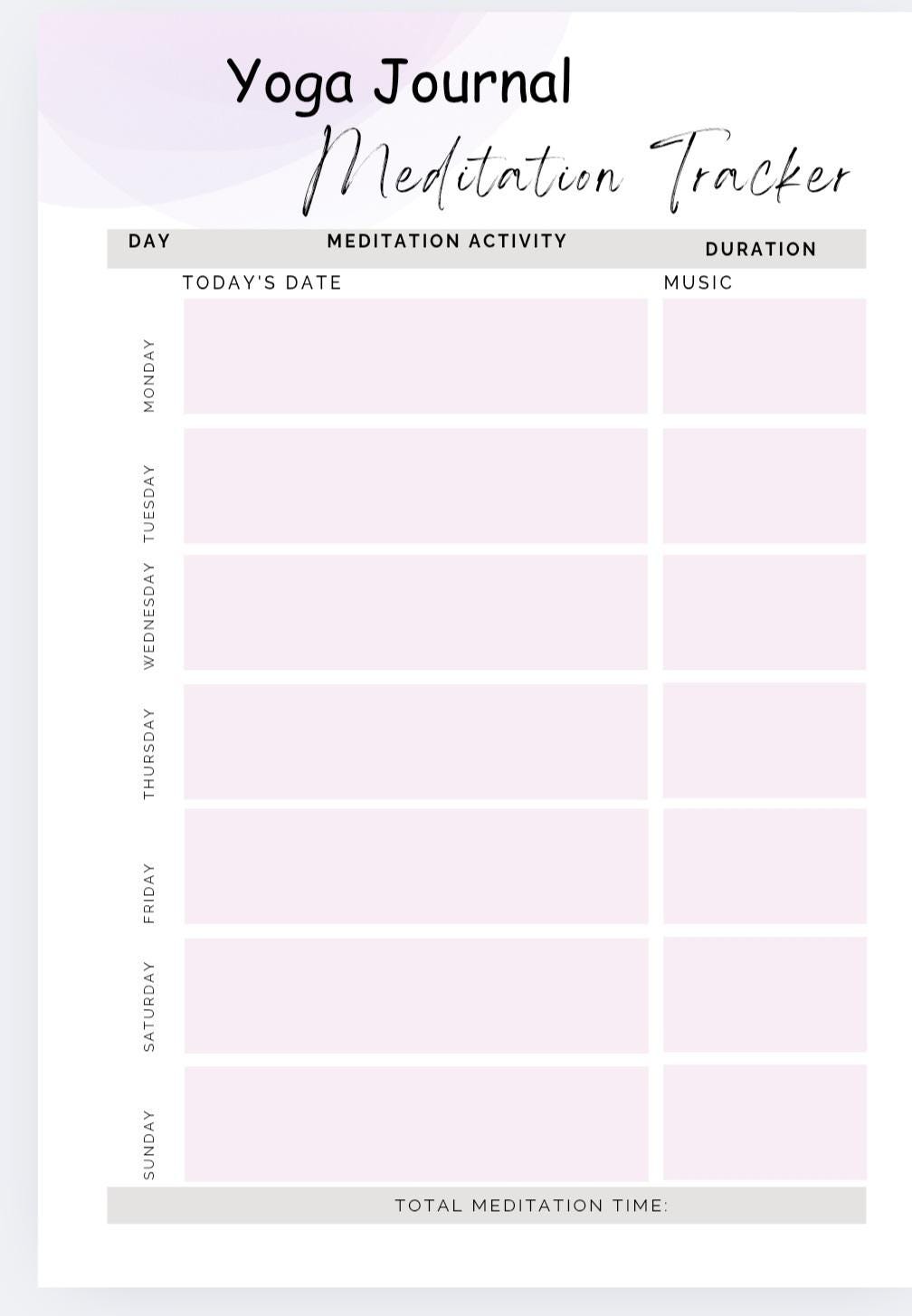 Printable Yoga Journal | Daily Wellness Planner (PDF) - Etsy