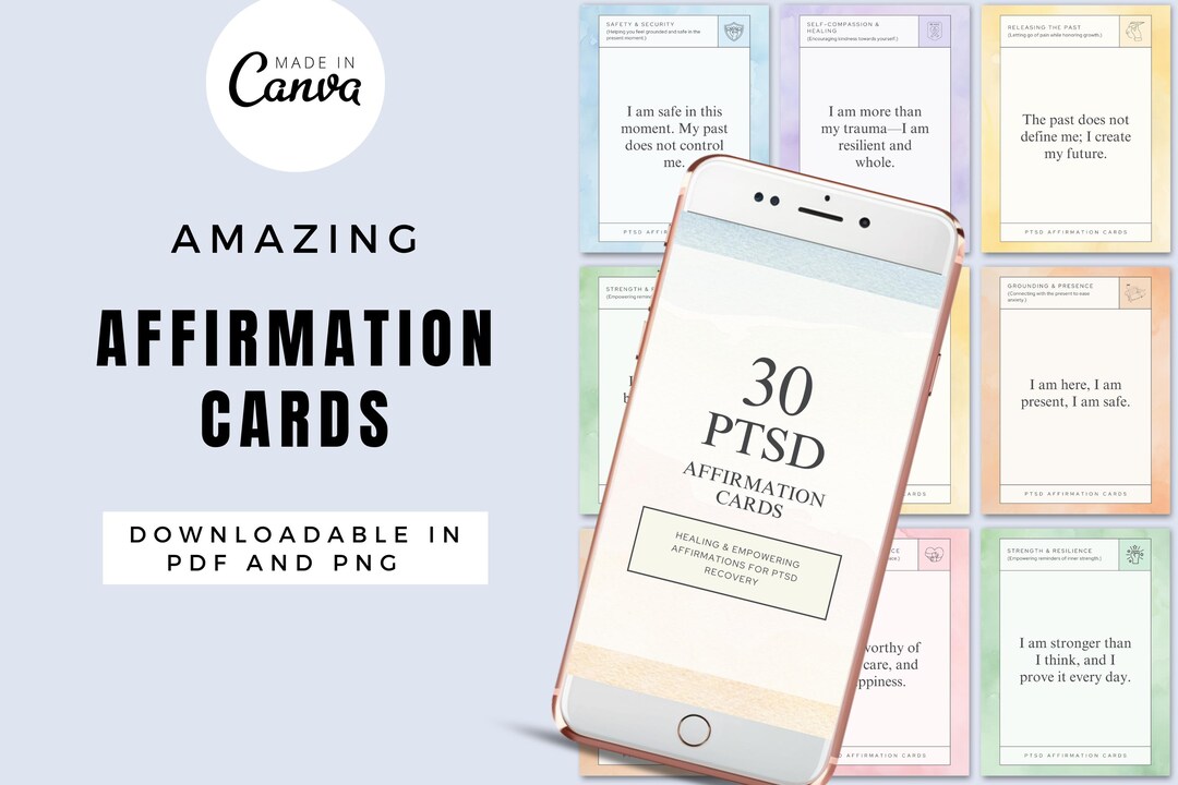 PTSD Affirmation Cards | Trauma Recovery Healing Deck | Mental Health ...
