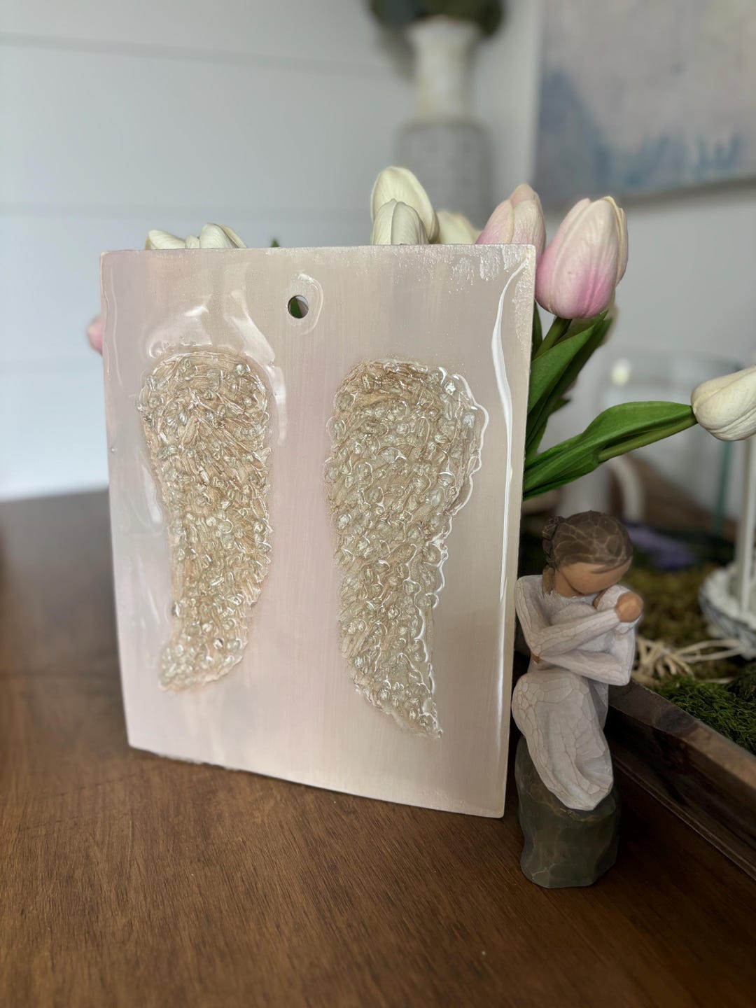 8x10 Glass Angel Wings | Angel Home Decor | Sentimental Gift | Hand ...