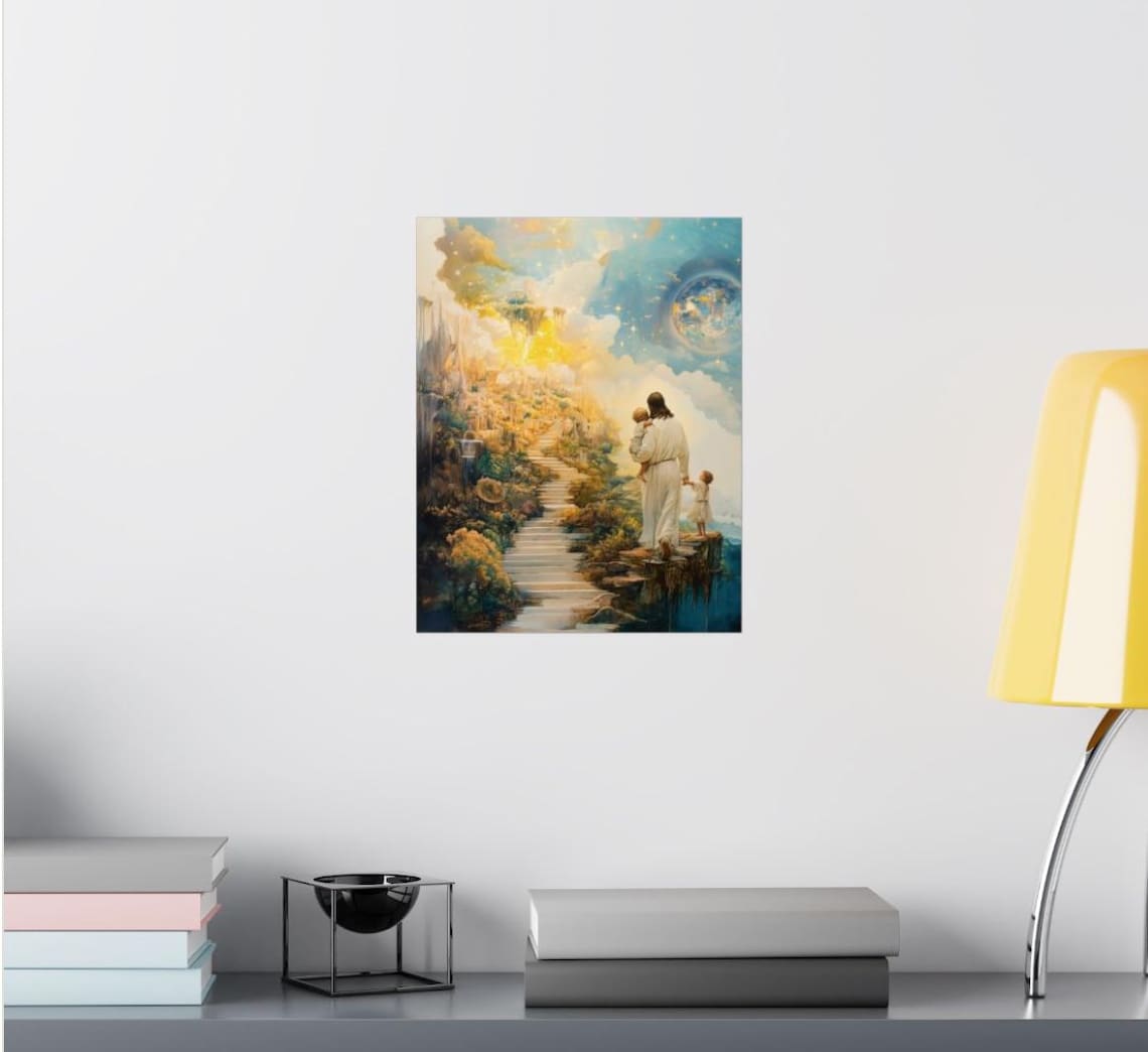 Jesus and Children Stairway to Heaven Digital Art- Christian Wall Decor ...