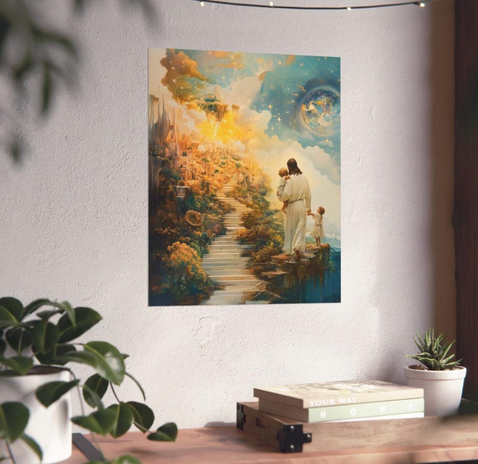 Jesus and Children Stairway to Heaven Digital Art- Christian Wall Decor ...