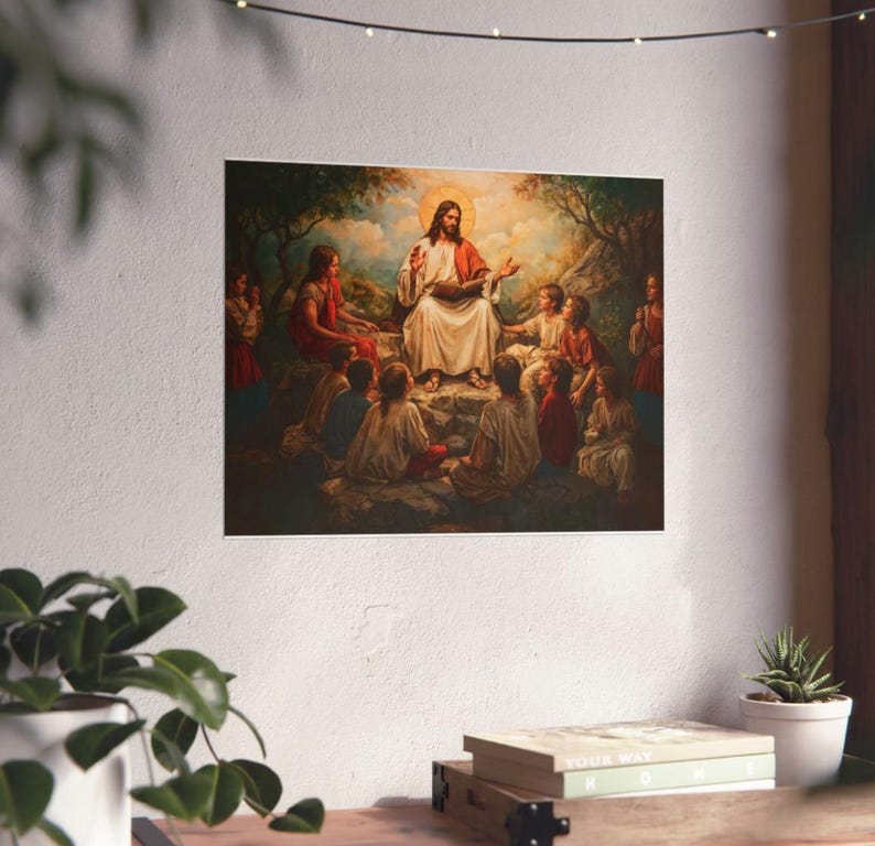 Jesus Teaching Children Digital Art - Christian Wall Decor - Religious ...