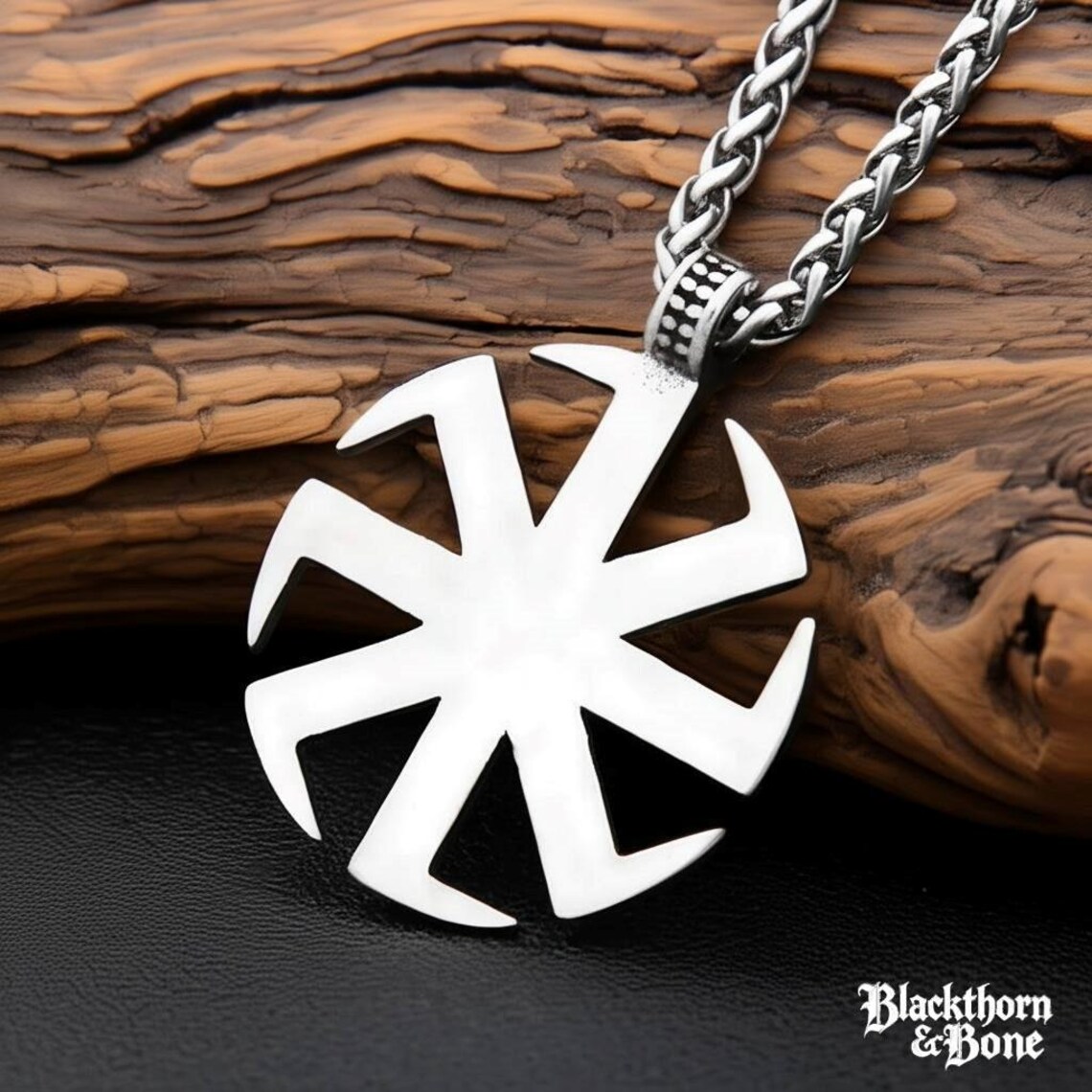 Slavic Kolovrat Symbol Necklace, Pagan Sun Wheel Amulet, Viking ...