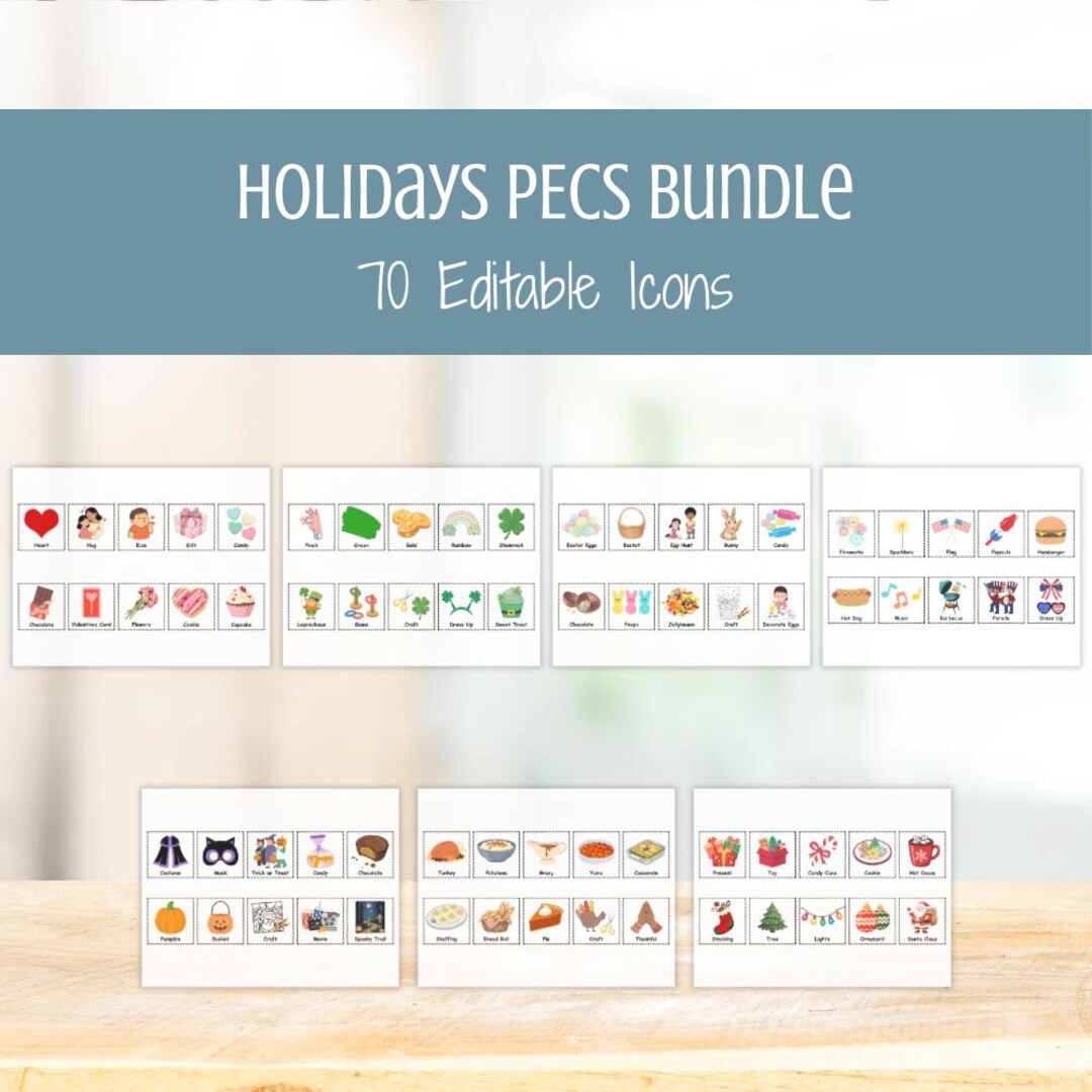 Holidays PECS Cards Bundle — Editable AAC Visuals, Autism Nonverbal ...