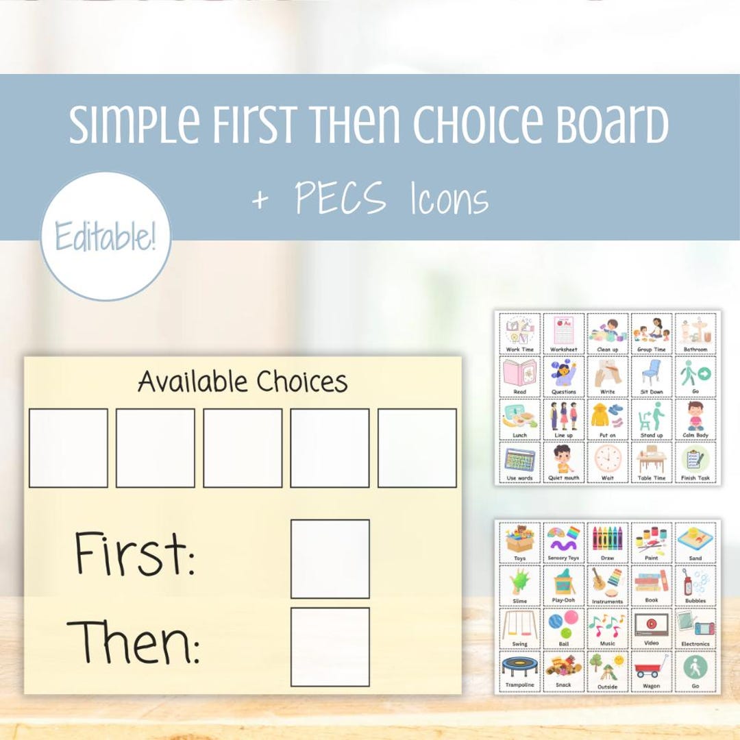 Simple First Then Choice Board + PECS Icons - Editable Behavior Chart ...