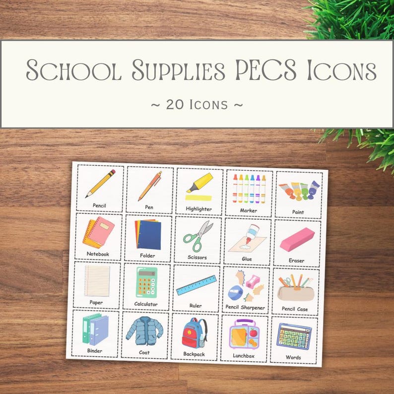 Editable School Supplies PECS Icons | Communication Board ...