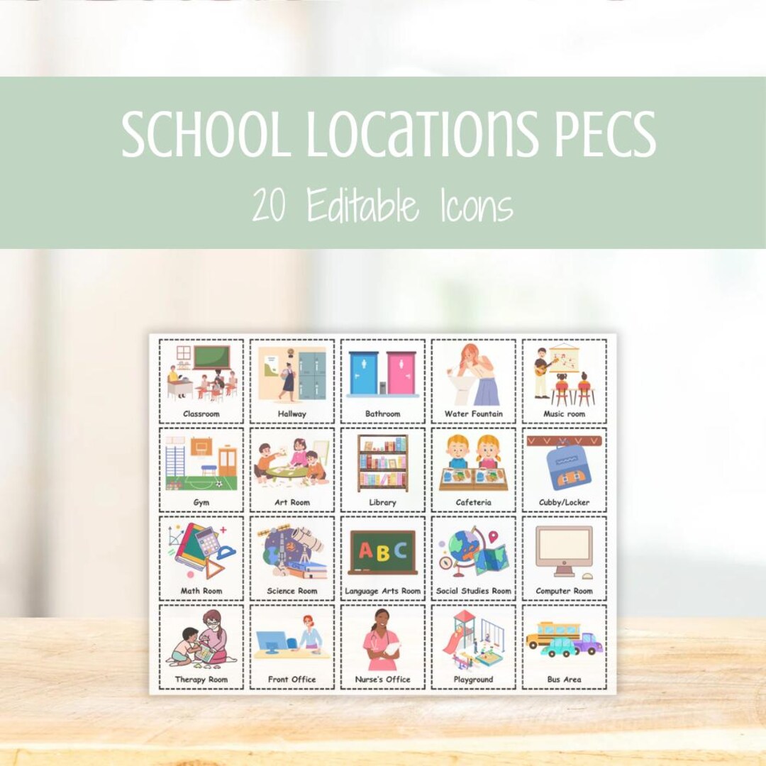School Locations PECS Cards — Editable AAC Visuals, Autism Nonverbal ...