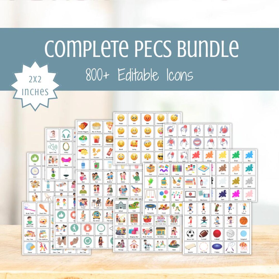Complete PECS Cards Bundle — Editable AAC Visuals, Autism Nonverbal ...