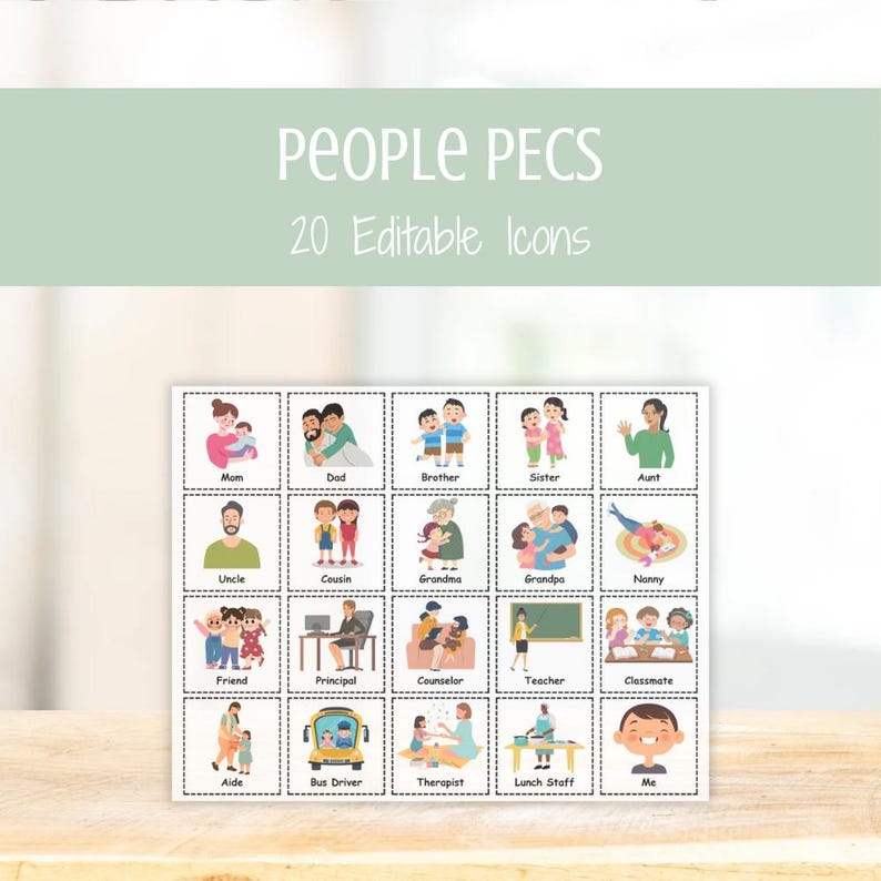 People PECS Cards — Editable AAC, Autism Nonverbal Communication Cards ...