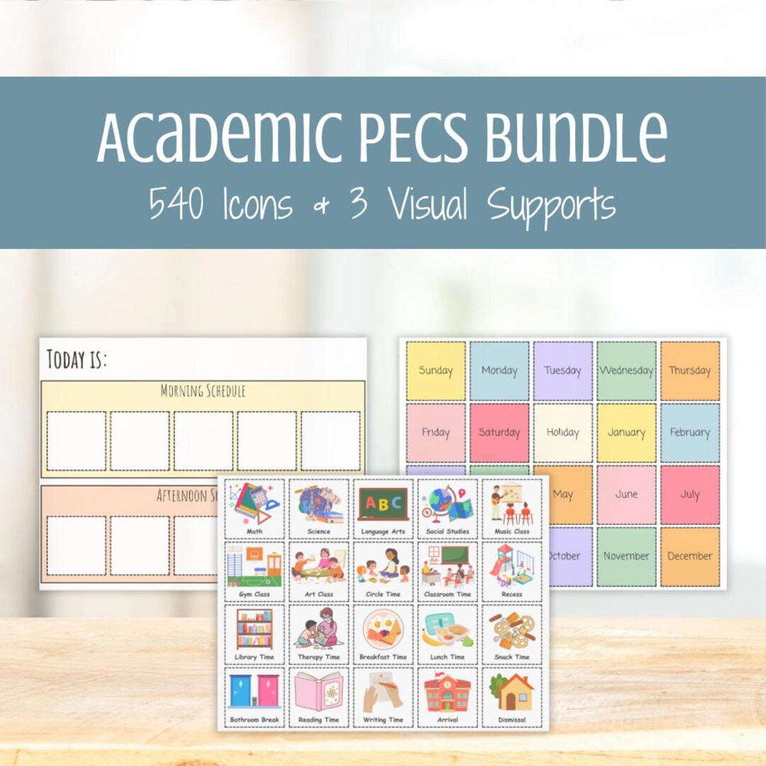 Academic School PECS Cards Bundle — Editable AAC Visuals, Autism ...