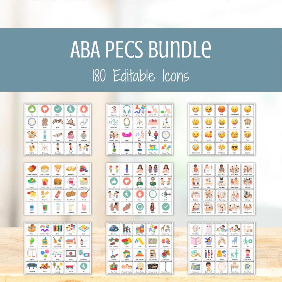 ABA PECS Cards Bundle — Editable AAC Visuals, Autism Nonverbal ...