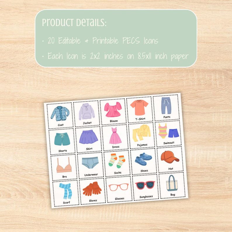 Clothes & Accessories PECS Cards — Editable AAC Visuals, Autism ...