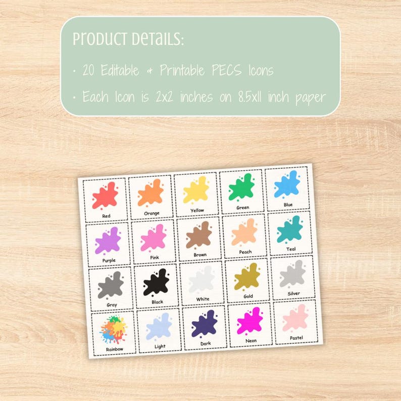 Colors PECS Icons - Editable AAC Visuals, Autism Nonverbal ...