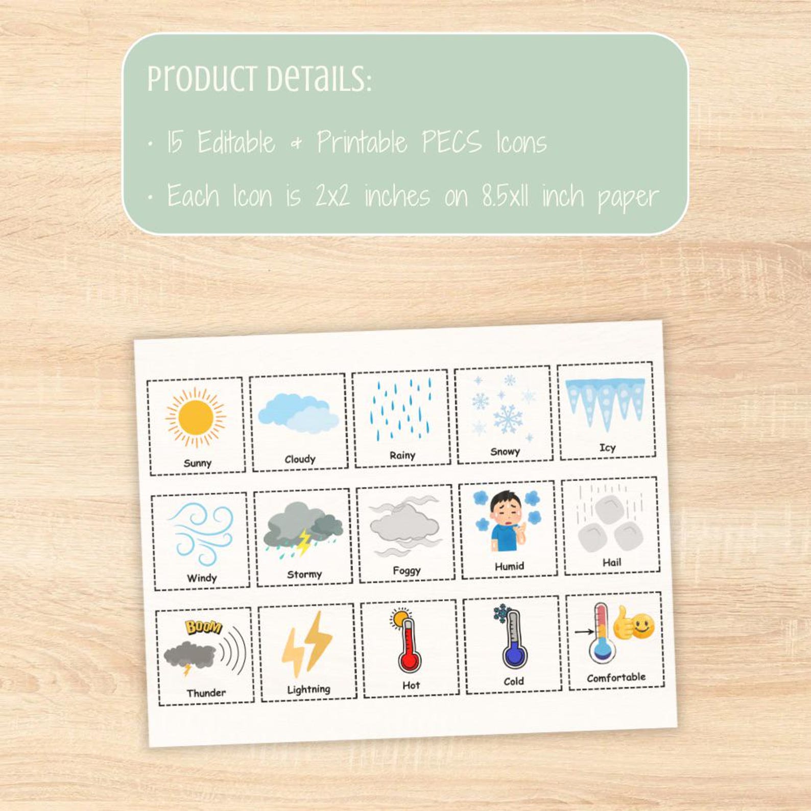 Weather PECS Cards — Editable AAC, Autism Nonverbal Communication Cards ...