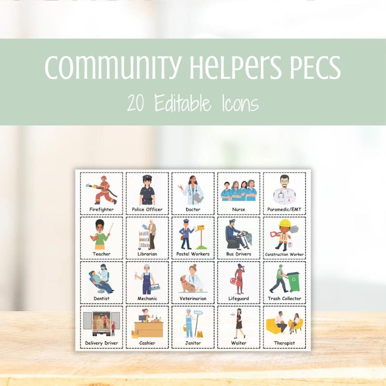 Community Helpers PECS Icons - Editable AAC Visuals, Autism Nonverbal ...