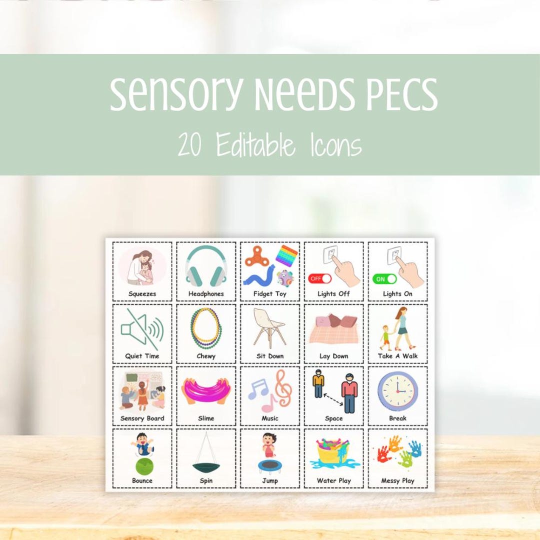 Sensory Needs PECS Cards — Editable AAC Visuals, Autism Nonverbal ...