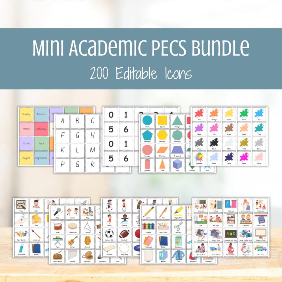Mini Academic PECS Cards Bundle — Editable AAC Visuals, Autism ...