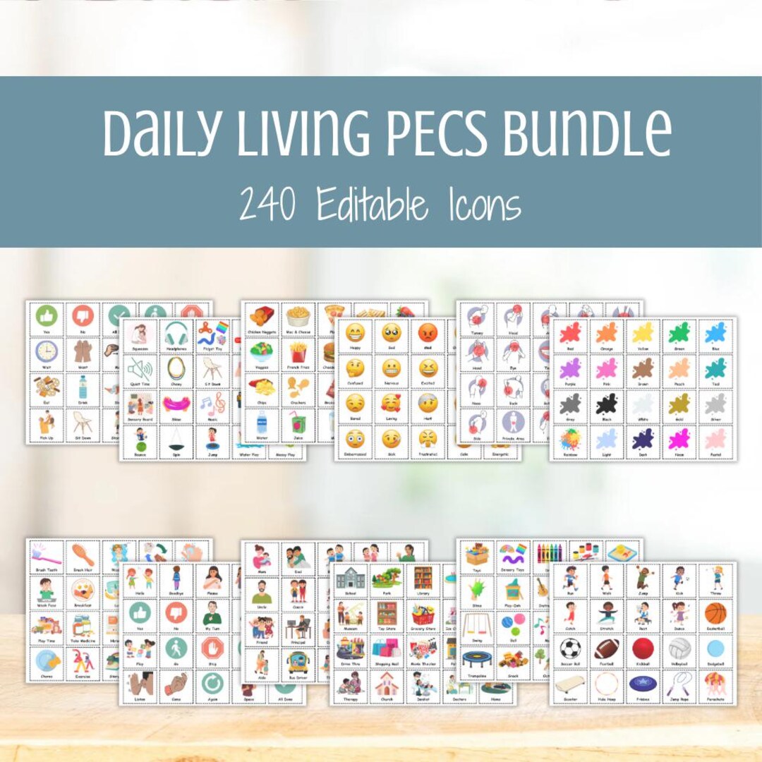 Daily Living PECS Cards Bundle — Editable AAC, Autism Nonverbal ...