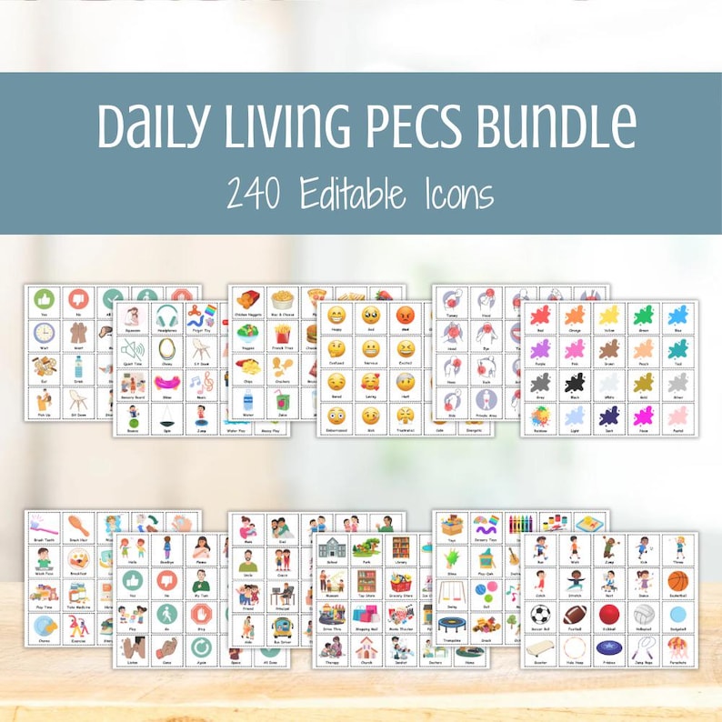 Daily Living PECS Cards Bundle — Editable AAC Visuals, Autism Nonverbal ...