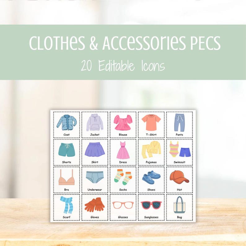 Clothes & Accessories PECS Cards — Editable AAC Visuals, Autism ...