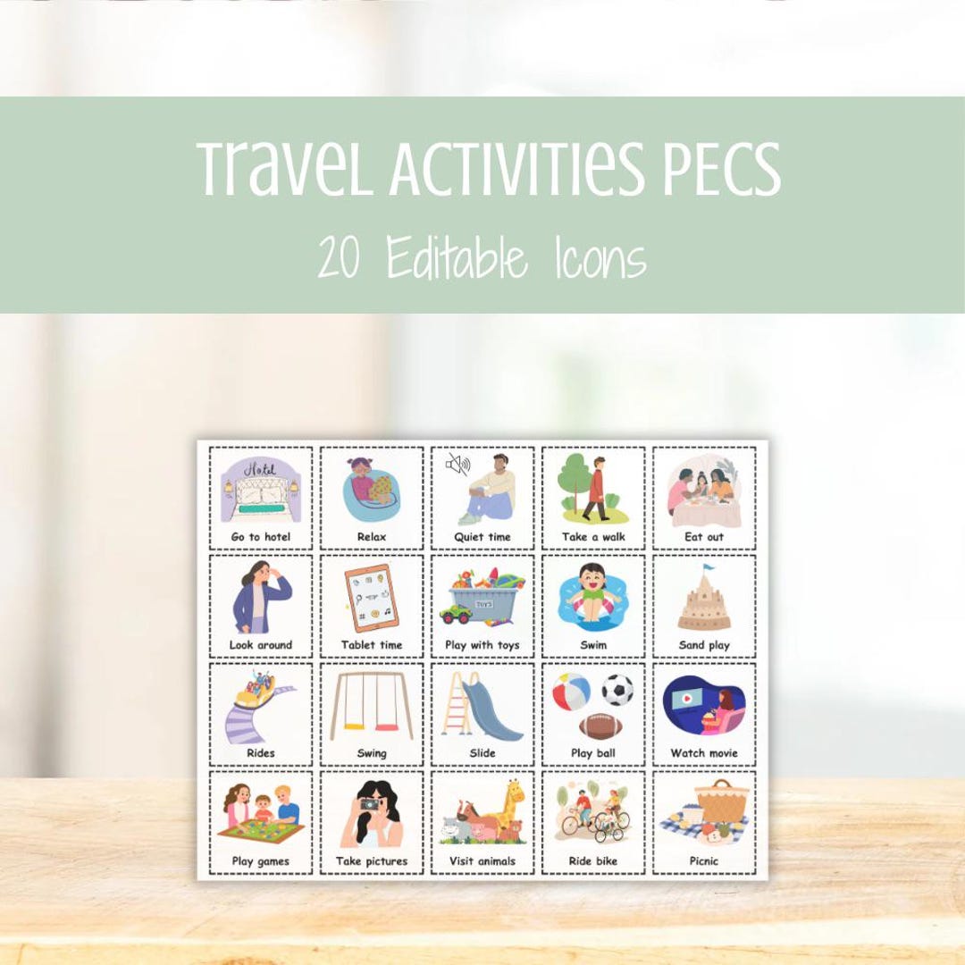 Travel Activities PECS Cards — Editable AAC, Autism Nonverbal ...