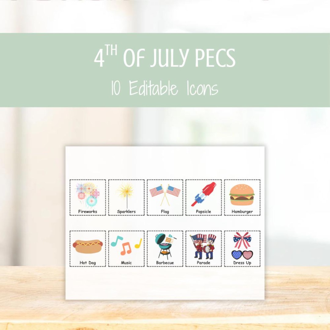 4th of July PECS Cards — Editable AAC Visuals, Autism Nonverbal ...