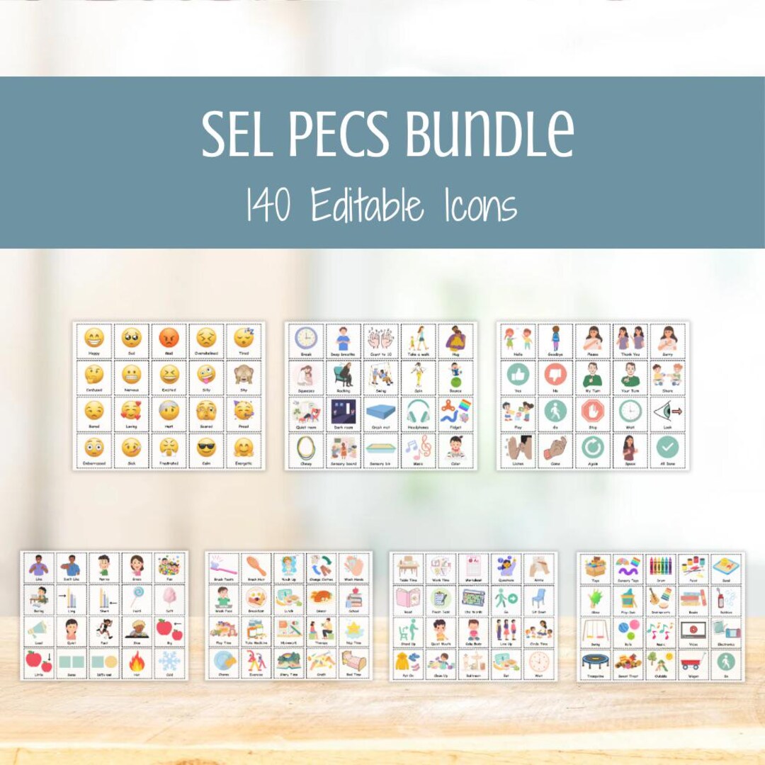 Social & Emotional Learning PECS Cards Bundle — Editable AAC, Autism ...