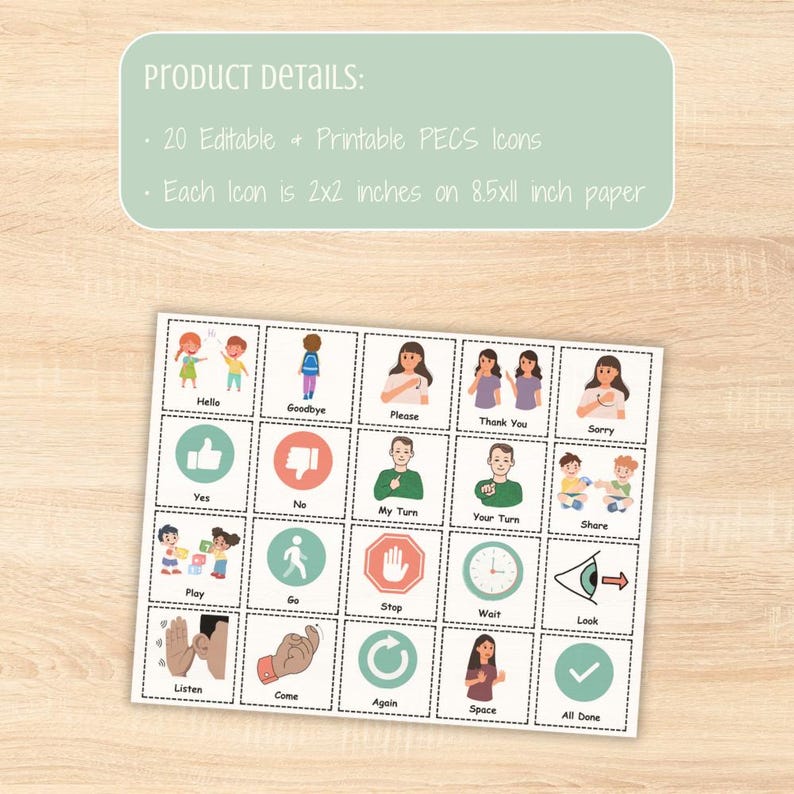 Social Interactions Core Words PECS Cards — Editable AAC Visuals ...