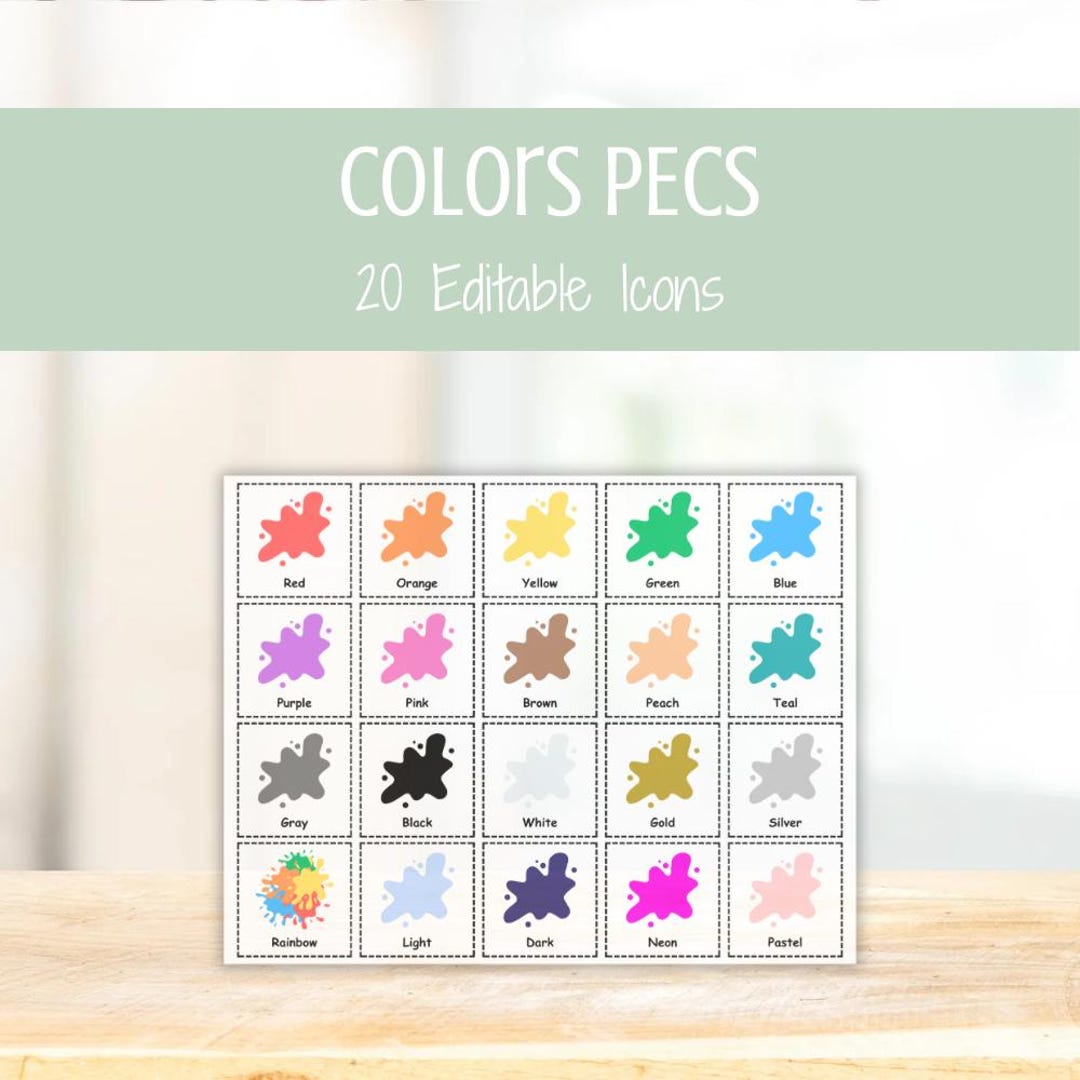 Colors PECS Cards — Editable AAC, Autism Nonverbal Communication Cards ...