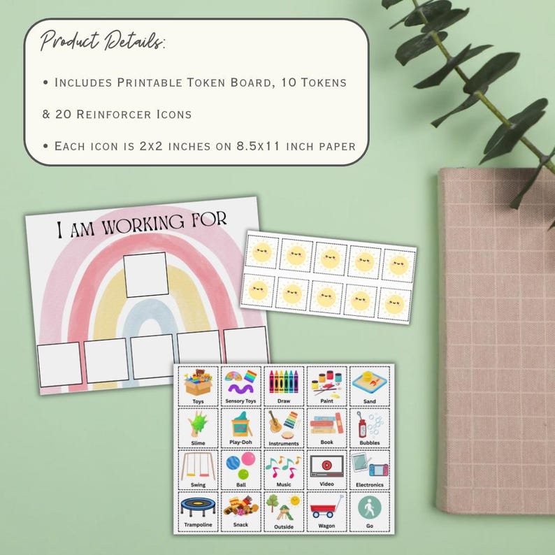 Editable Sunny Rainbow Token Board + Reinforcer PECS Icons | Token ...