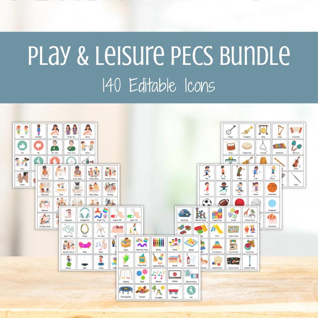Play & Leisure PECS Icons Bundle - Editable AAC Visuals, Autism ...