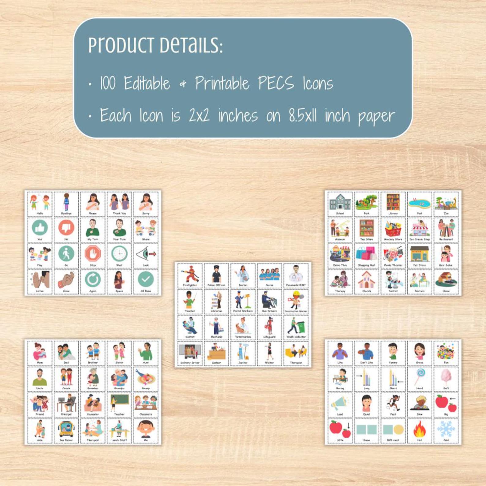 Community PECS Cards Bundle — Editable AAC Visuals, Autism Nonverbal ...