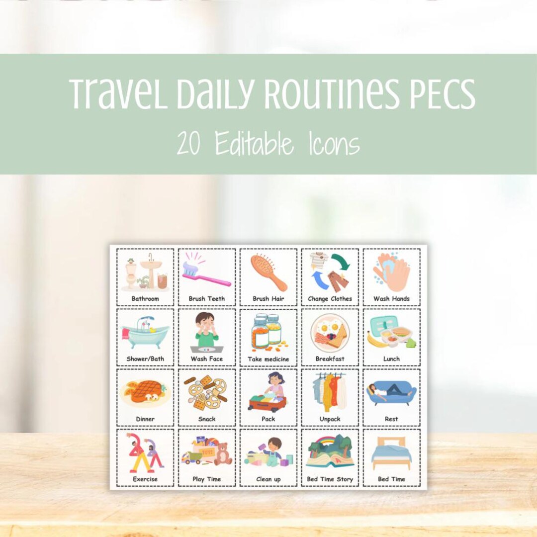 Travel Daily Routines PECS Cards — Editable AAC Visuals, Autism ...