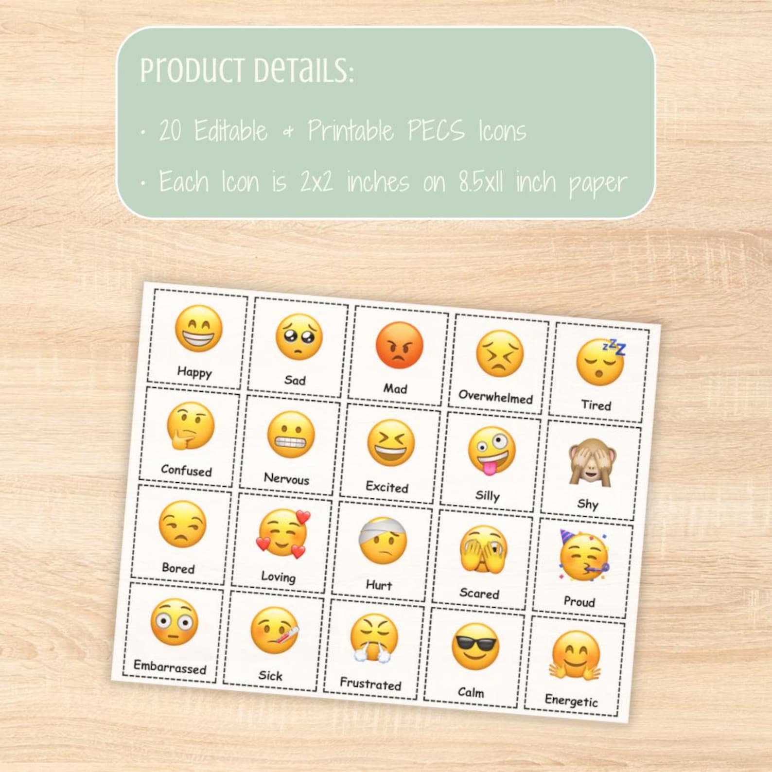 Feelings & Emotions PECS Cards — Editable AAC Visuals, Autism Nonverbal ...