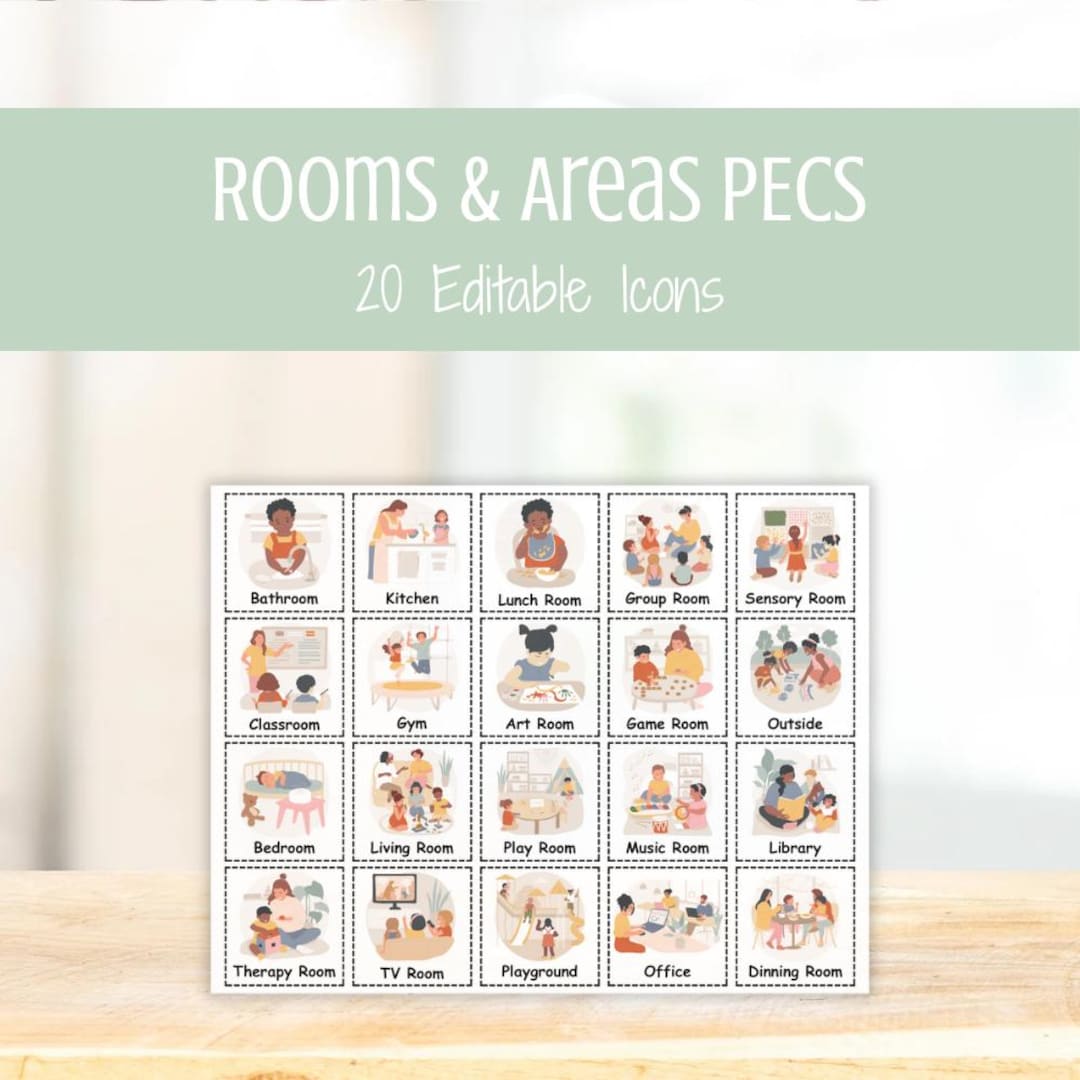 ABA Rooms & Areas PECS Icons - Editable AAC Visuals, Autism Nonverbal ...