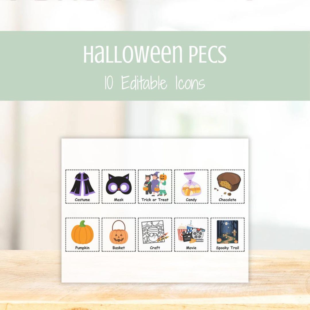 Halloween PECS Cards — Editable AAC Visuals, Autism Nonverbal ...