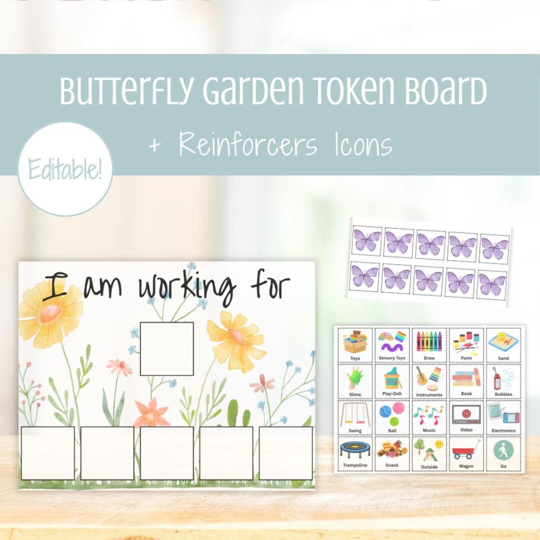 Butterfly Garden Token Board + PECS — Editable Token Chart, Incentives ...