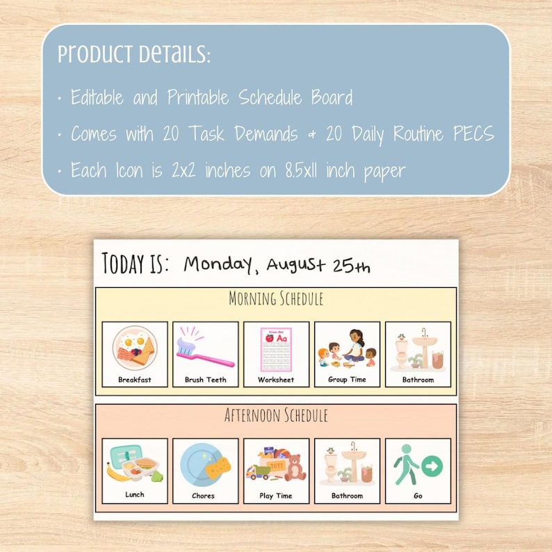 Schedule Board + PECS Icons - Editable Behavior Chart, Special ...