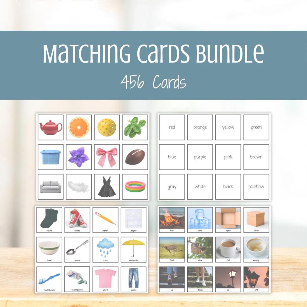 Matching Picture Cards Bundle — Real Photos for DTT Programs, ABA ...