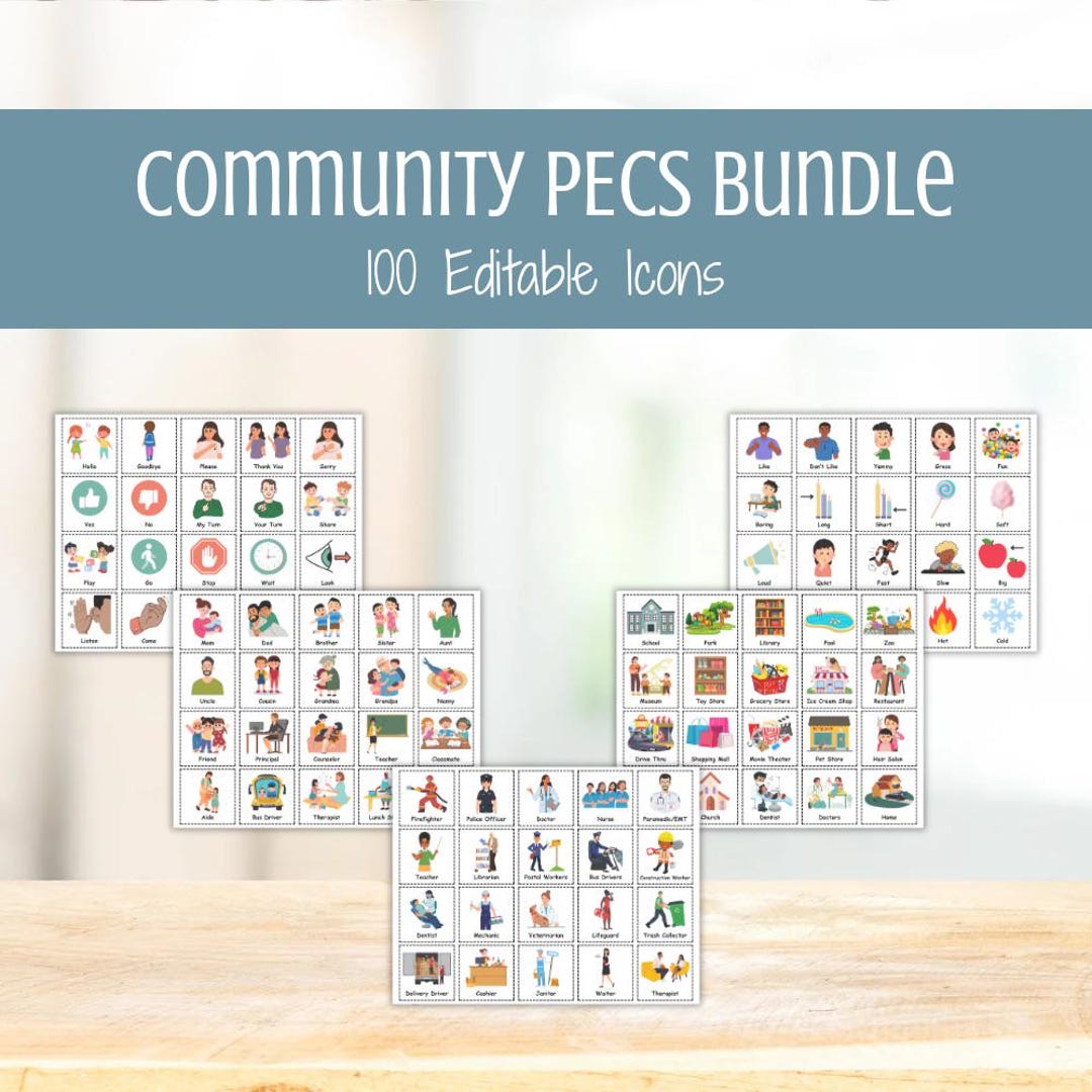 Community PECS Cards Bundle — Editable AAC Visuals, Autism Nonverbal ...